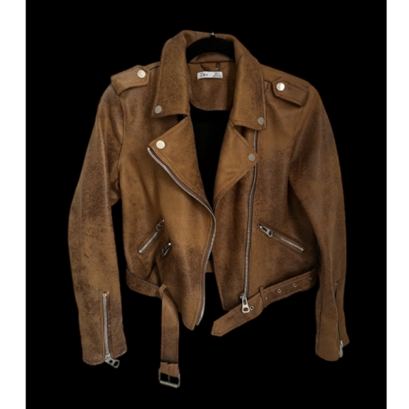 Dex | Jackets & Coats | Dex Size Med Distressed Brown Vegan Leather ...